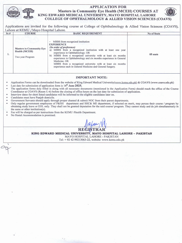 Admission Notice For MCEH Program 2025 | PDF | Medical School ...