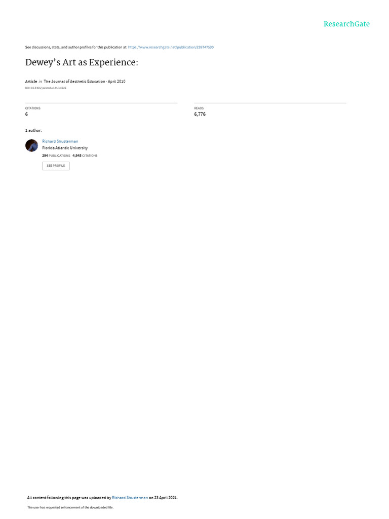 Deweys Art Asexperience Thepsychologicalbackground | PDF | Pragmatism ...