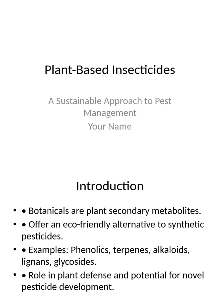 Plant Based Insecticides Presentation | PDF | Insecticide | Pesticide