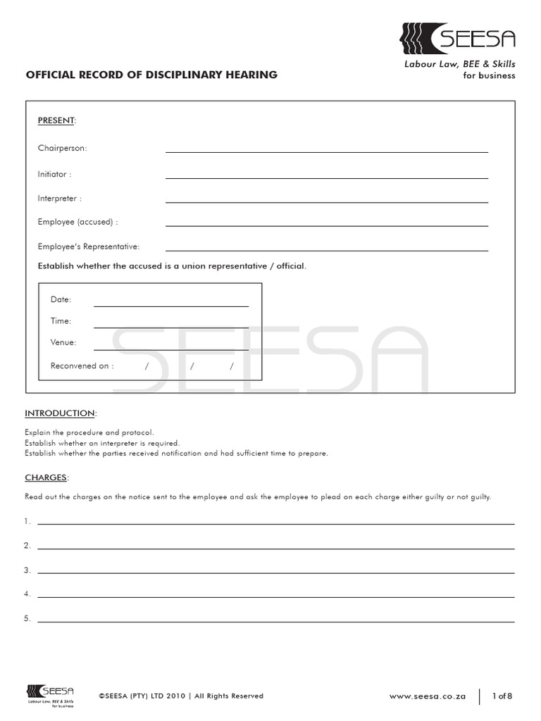 Disciplinary Hearing Outcome Report | PDF | Plea | Criminal Law