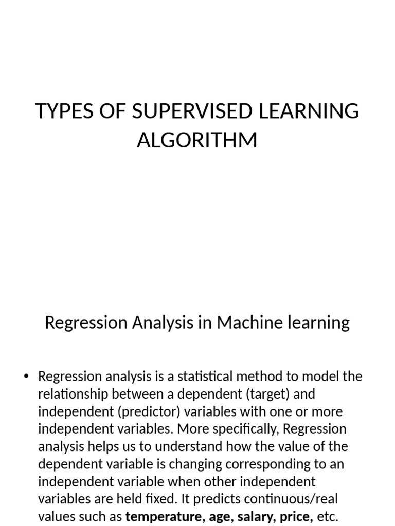 Types of Supervised Learning2 | PDF | Regression Analysis | Linear Regression