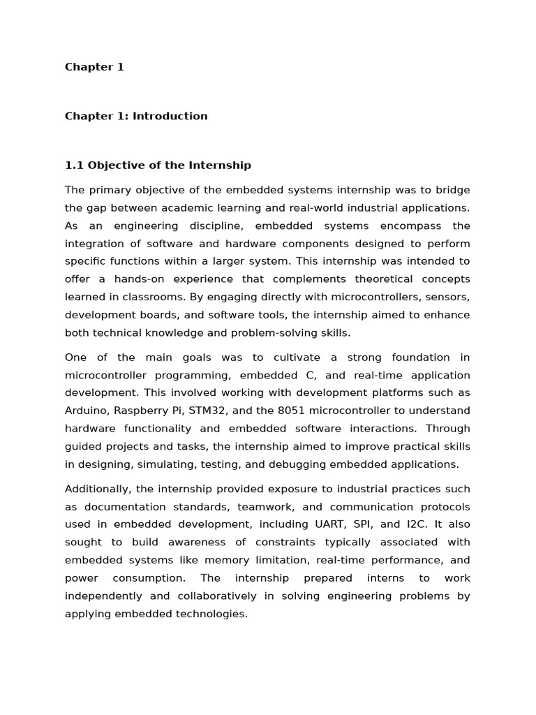 Embedded System Intern Report | PDF | Embedded System | Microcontroller