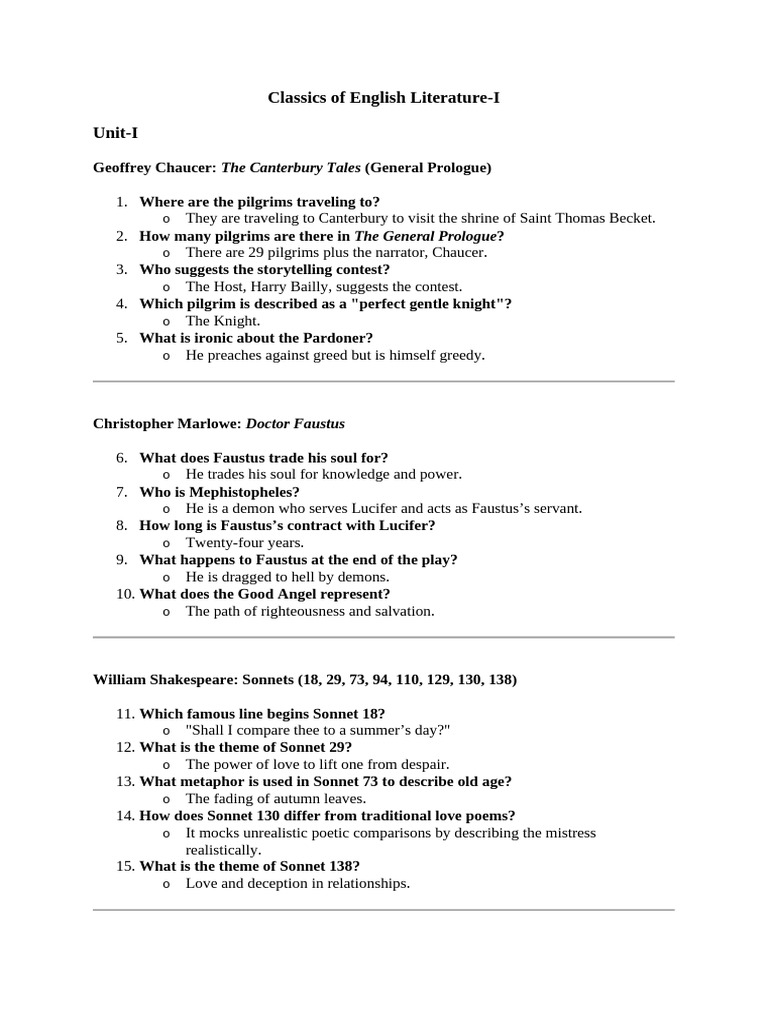 English Literature Classics Overview | PDF | The Pilgrim's Progress ...