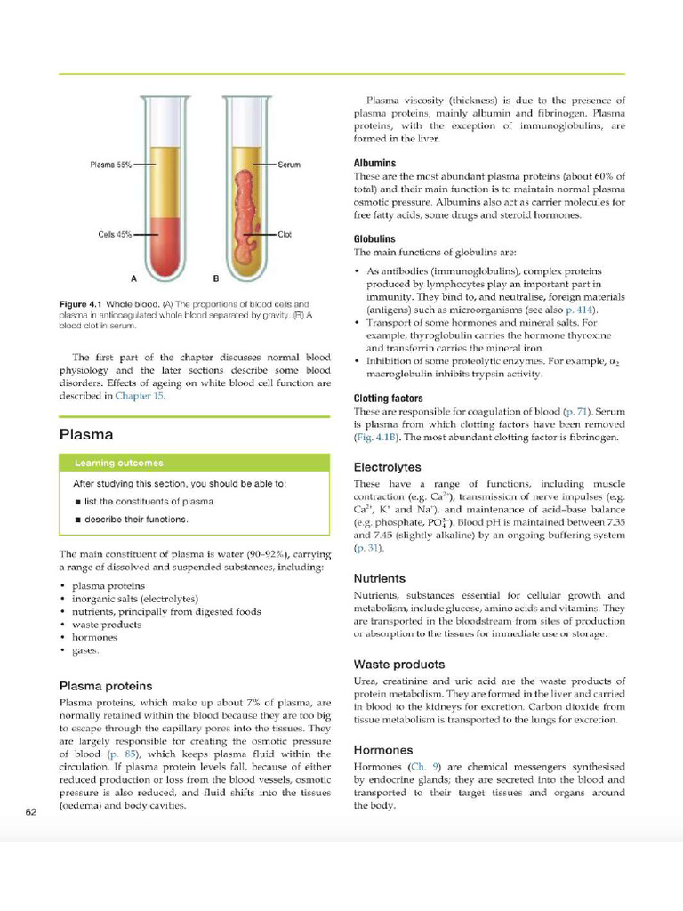 Plasma Proteins & Their Functions | PDF