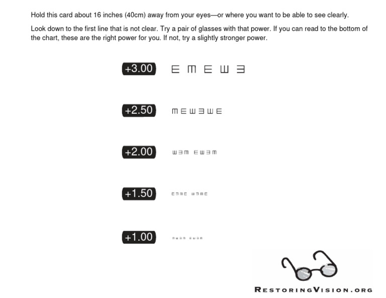 Tumbling E Near Vision Chart1 | PDF