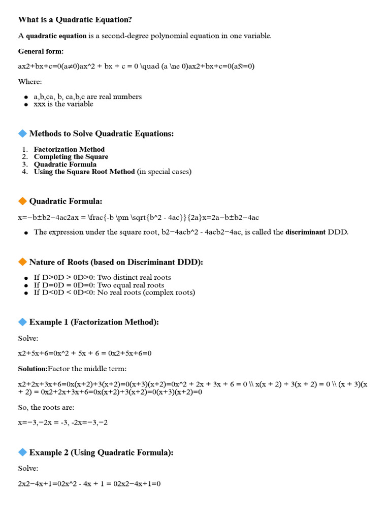 What Is A Quadratic Equation - Docx - 20250605 - 135632 - 0000 | PDF ...