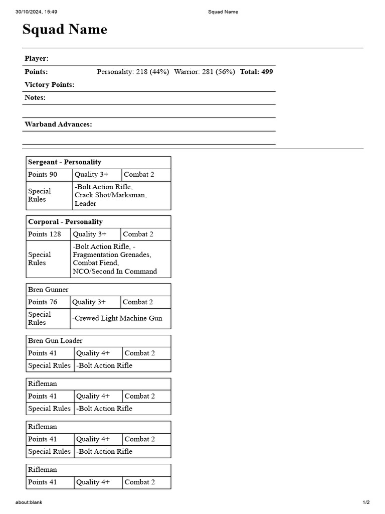 Squad Composition and Rules Overview | PDF