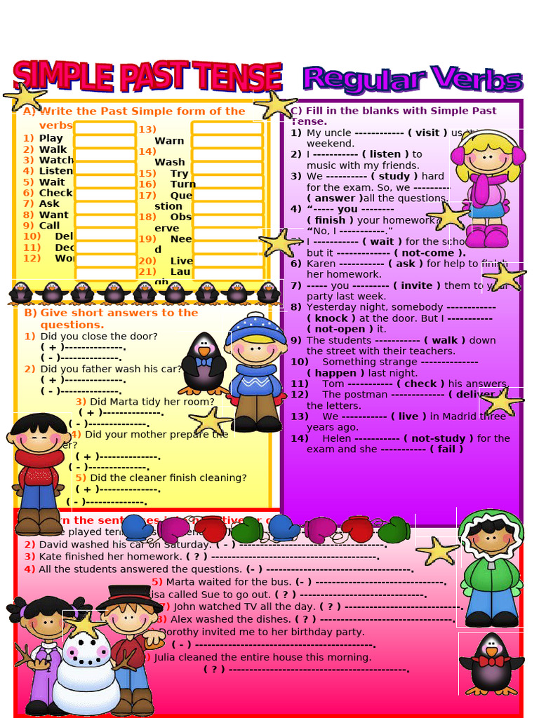 Past Simple Regular Verbs Fun Activities Games 18699 | PDF | Linguistic ...
