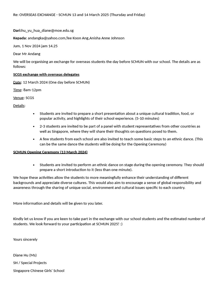 Overseas Student Exchange SCMUN 2025 | PDF