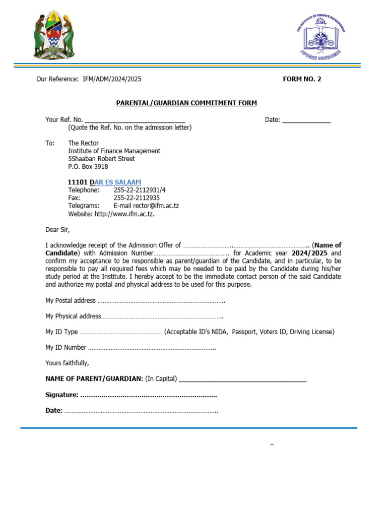 Parental-Guardian Commitment Form | PDF