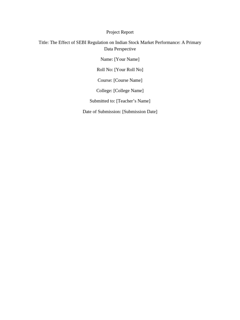 SEBI Project Report Updated | PDF