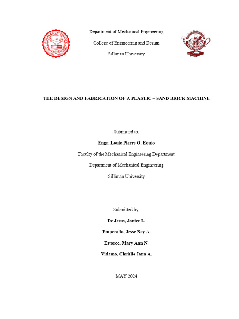 The Design and Fabrication of a Plastic - Sand Brick Machine | PDF ...