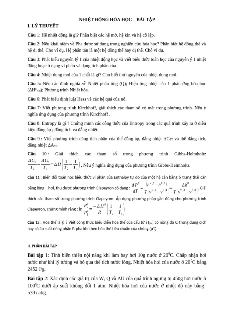 Bai Tap Dinh Ky 5 - Ch4 Nhiet Dong Hoa Hoc 24-25 | PDF