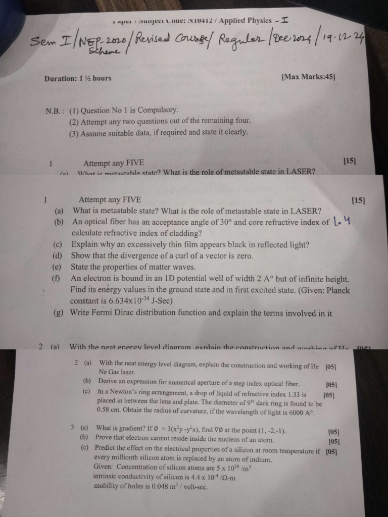 Applied Physics Paper 2024 Nep Scheme | PDF