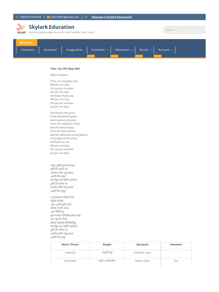 Time, You Old Gipsy Man – Skylark Education | PDF | Bees | Beekeeping