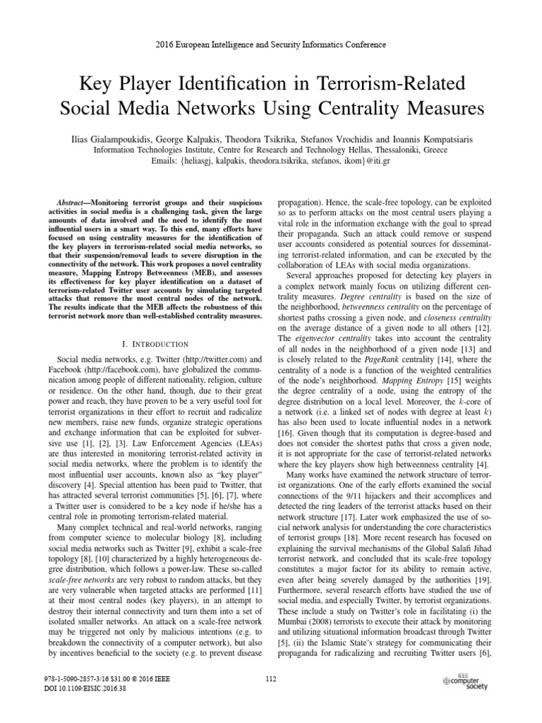 Key Player Detection in Terrorism Networks | PDF | Graph Theory ...