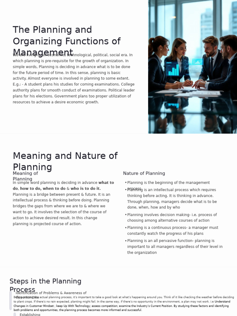 The Planning and Organizing Functions of Management | PDF | Goal | Planning