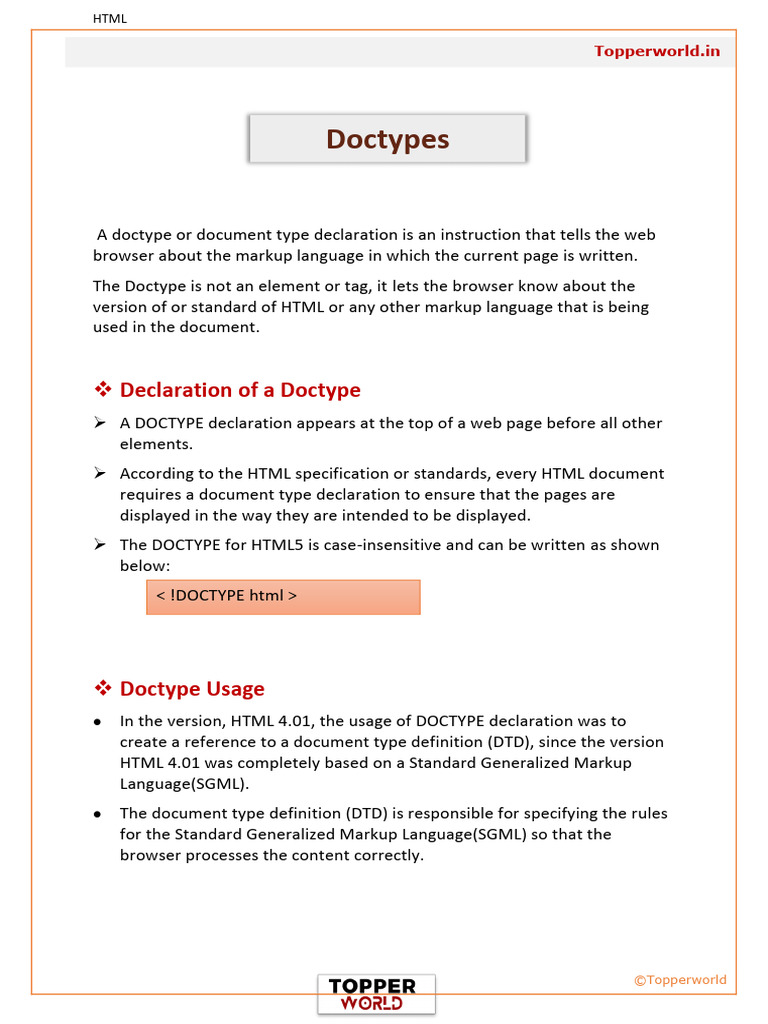 Doctype Tag | PDF