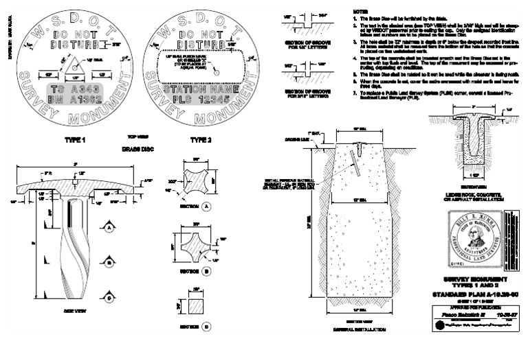 WSDOT Survey Monument Installation Plan | PDF | Surveying | Civil ...