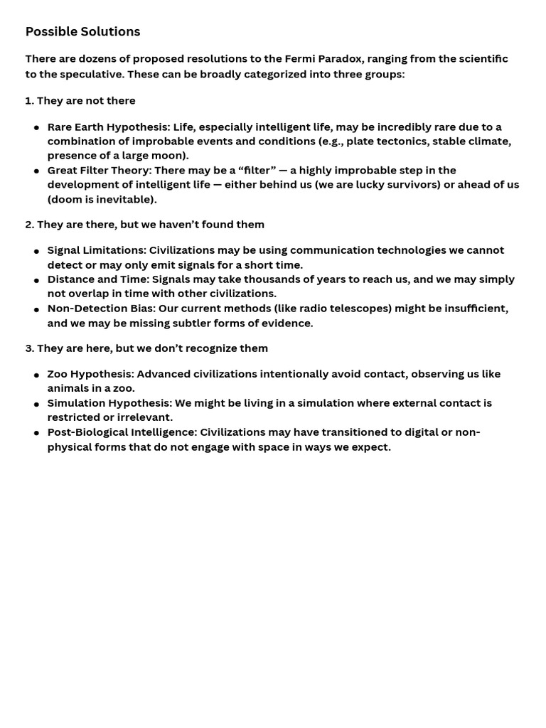 The Fermi Paradox and The Search For Extraterrestrial Life | PDF