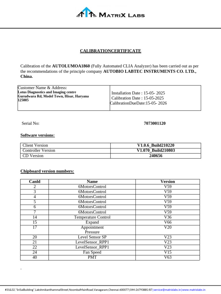A1000 Calibration Certificate | PDF