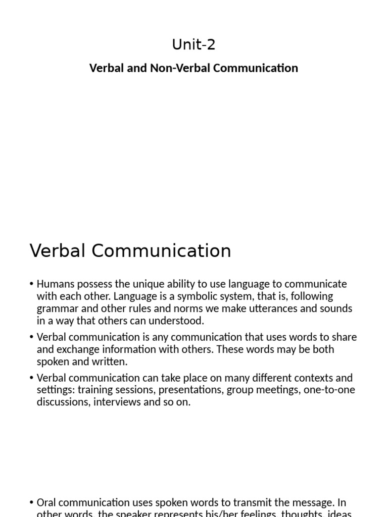 Verbal and Non-Verbal Communication Skills | PDF | Nonverbal ...