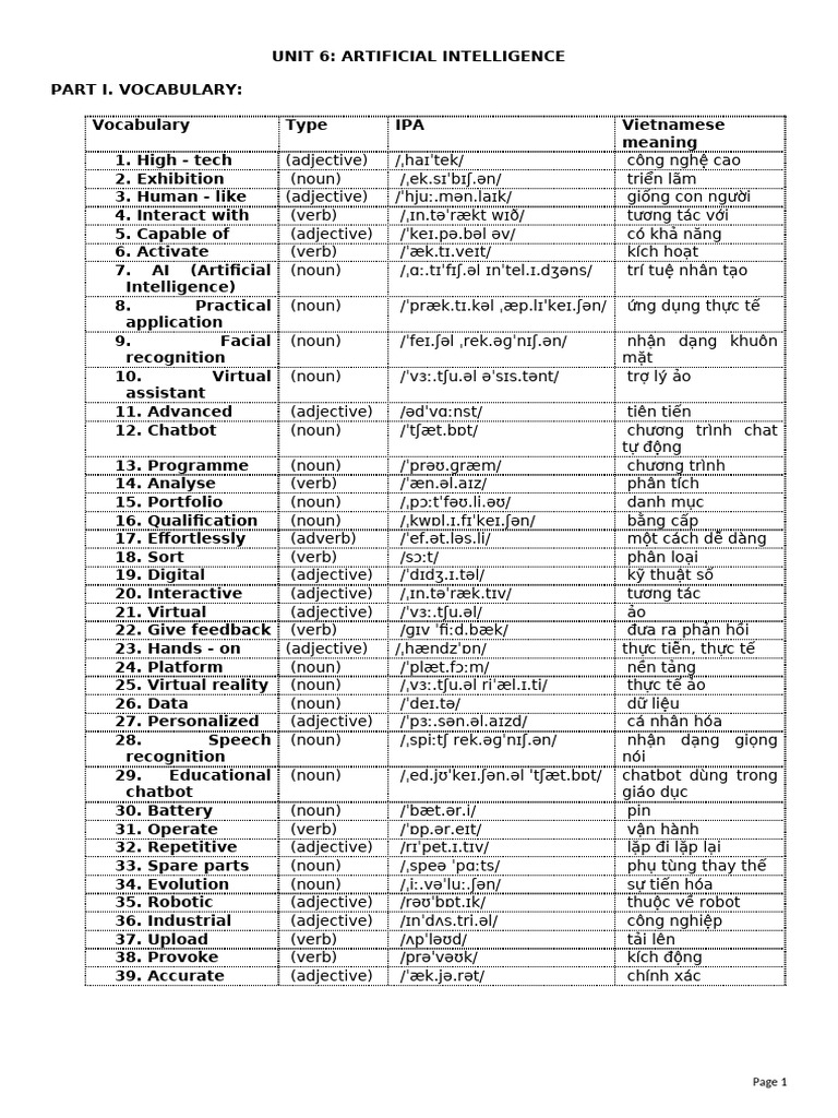 Unit 6 Practice Exercise GV | PDF | Artificial Intelligence | Intelligence (AI) & Semantics