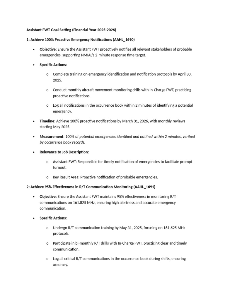 Assistant FWT Goal Setting | PDF | Performance Appraisal | Communication