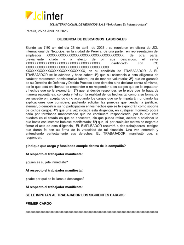 Acta Descargos JCL | PDF