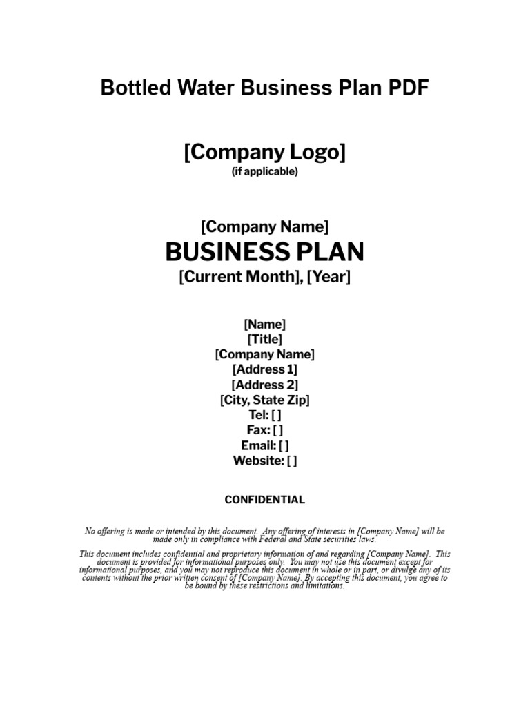 Bottled Water Business Plan Template | PDF | Social Media Marketing ...