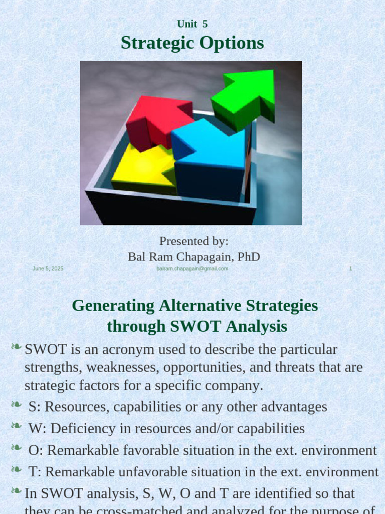5 - Strategic Options - Final | PDF | Swot Analysis | Competitive Advantage