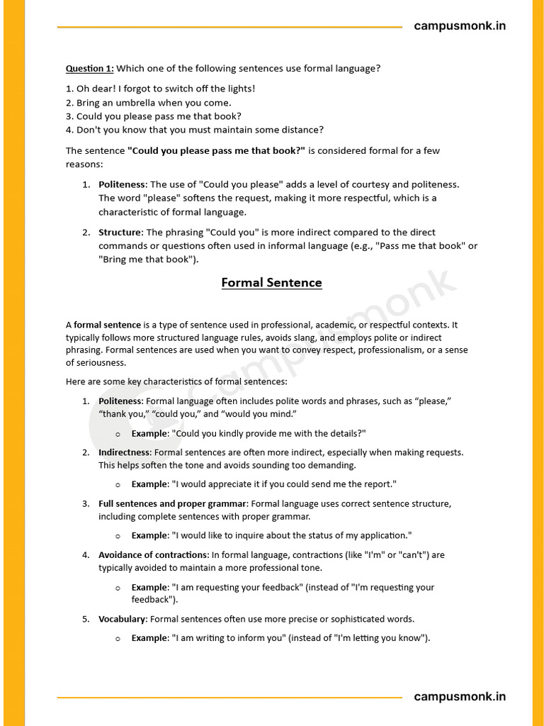 Understanding Formal Language Usage | PDF | Sentence (Linguistics ...