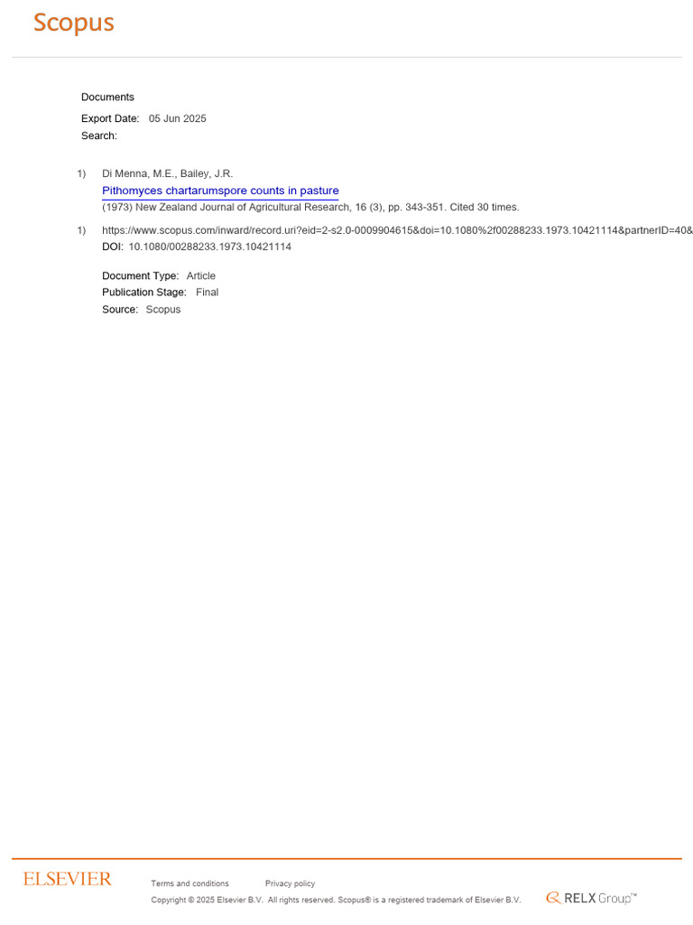 Pithomyces Chartarum Spore Counts Study | PDF