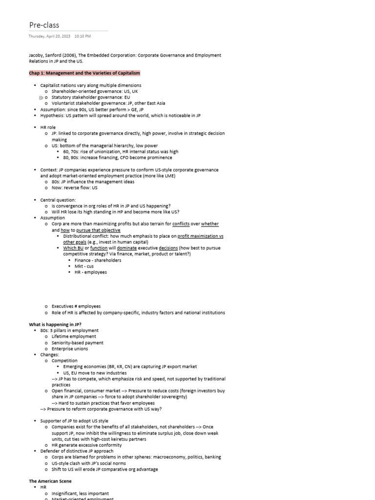 Pre Reading 1 | PDF | Corporate Governance | Employment