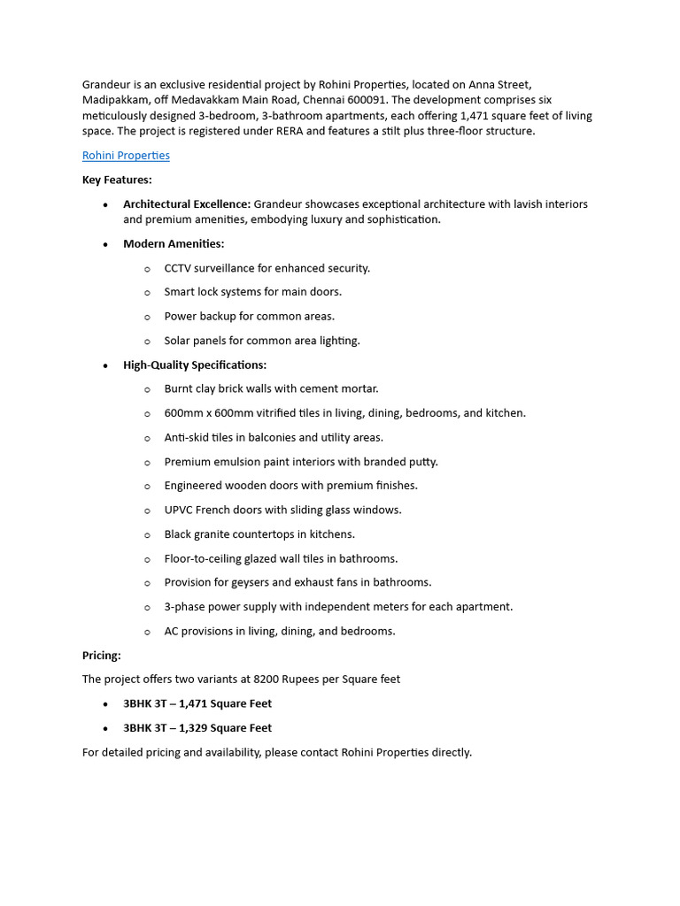 Rohini Grandeur | PDF