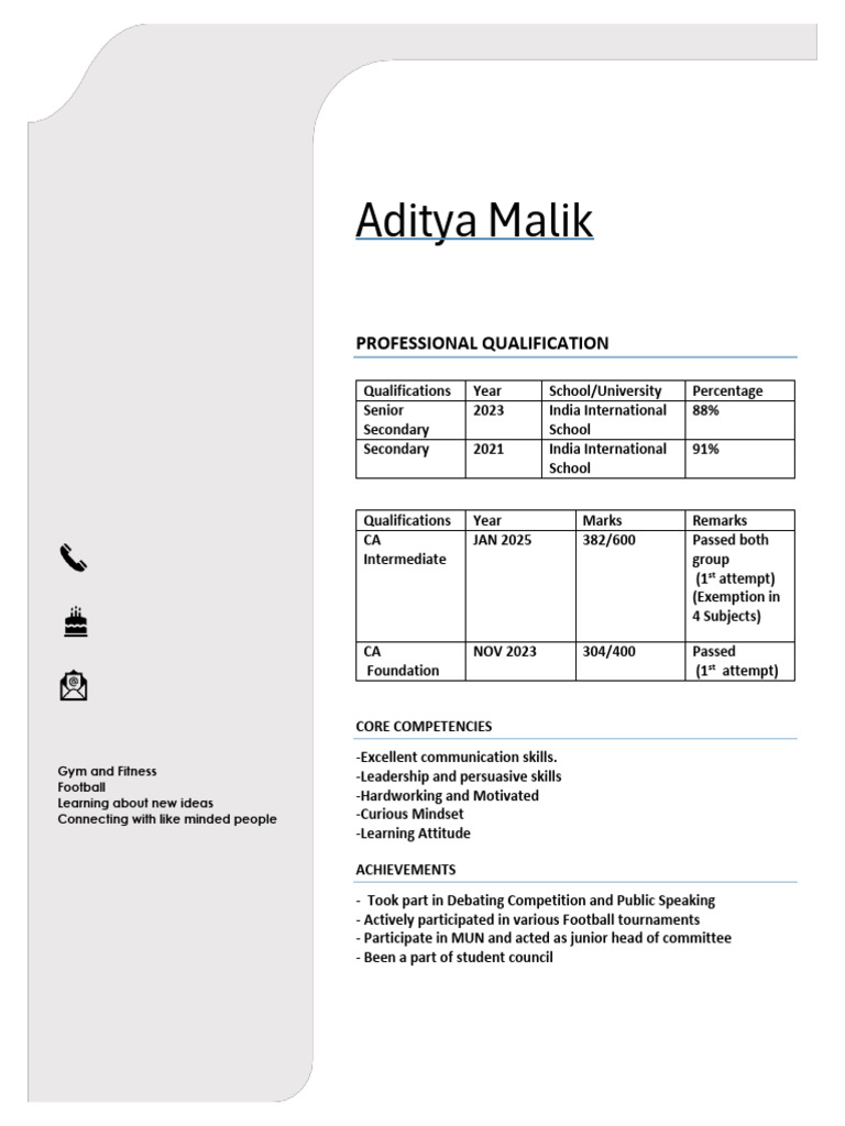 Aditya Malik CV | PDF