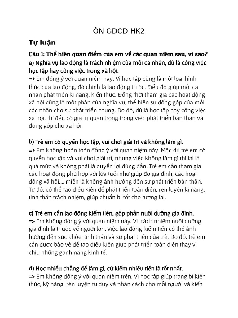 Ôn GDCD HK2 | PDF