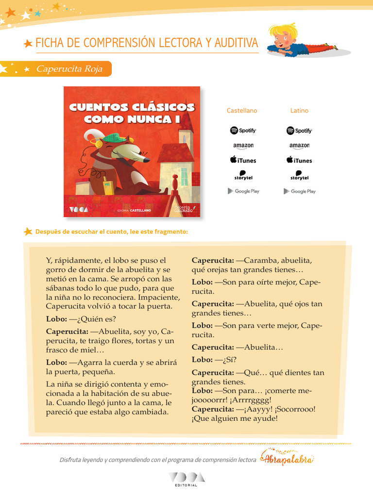 Caperucita Roja: Comprensión Lectora | PDF | Comprensión lectora ...