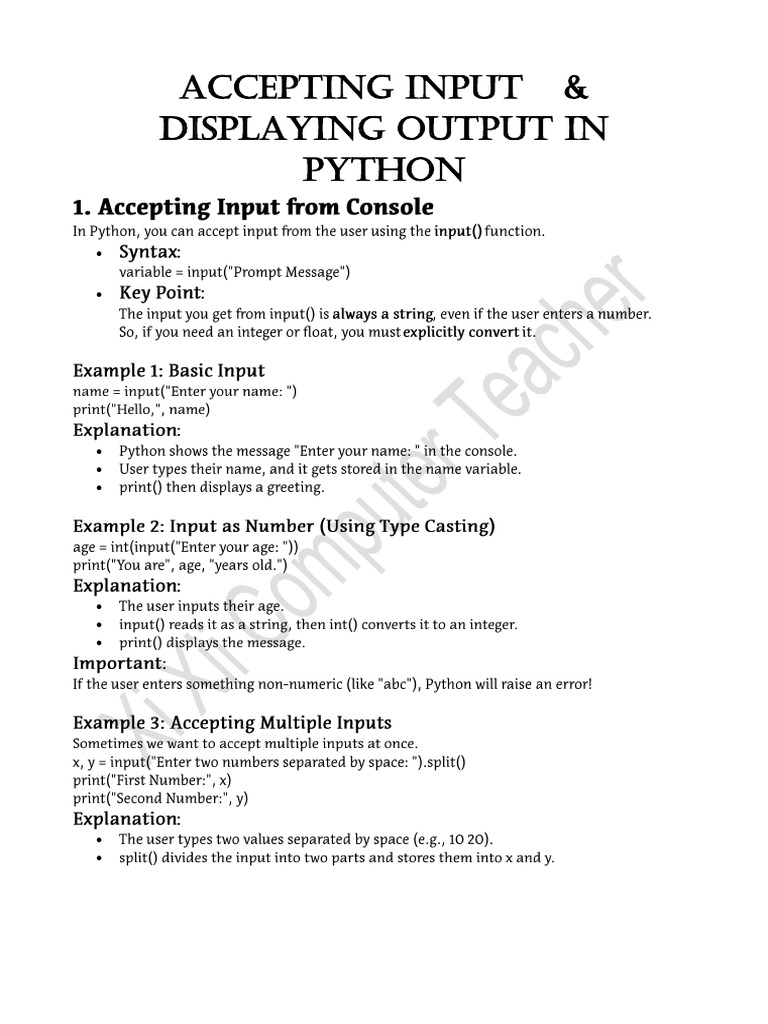 Accepting Input and Displaying Output (English) | PDF