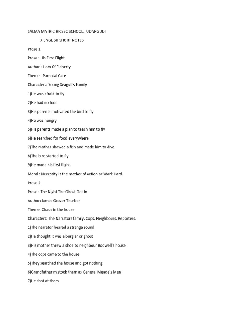 English Prose Notes for Class X | PDF | Sherlock Holmes | Dr. Watson