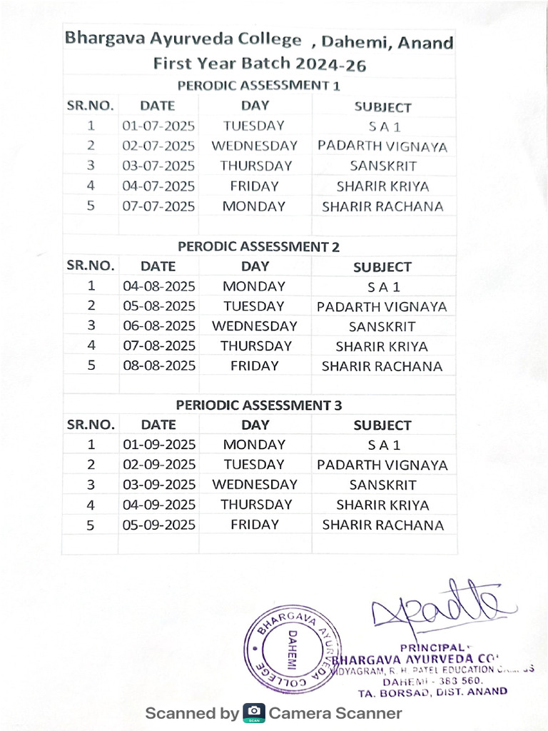 Periodic Timetable - 2nd Term - Batch 2024 | PDF