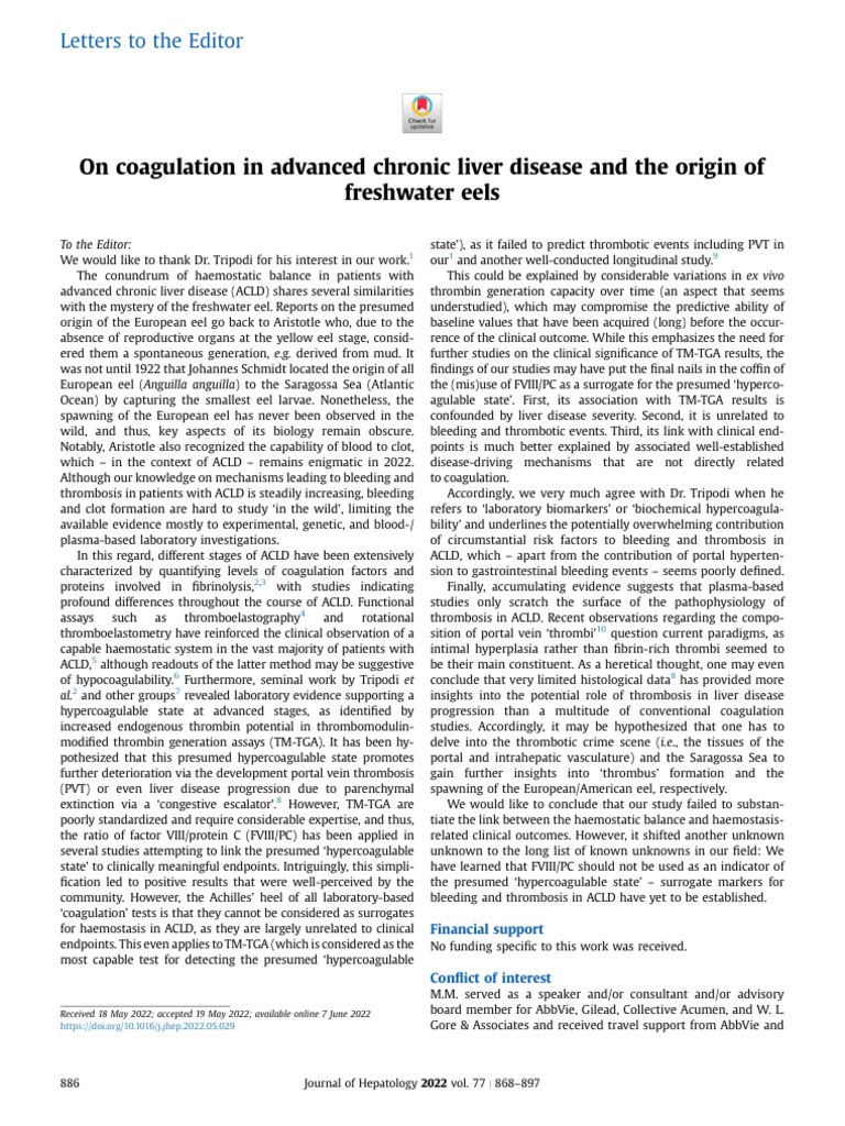 Strong On Coagulation in Advanced Chronic Liver D | PDF | Coagulation | Thrombosis