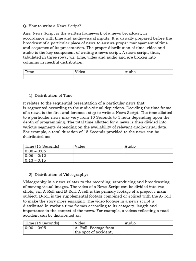 How To Write A News Script | PDF | Video | News