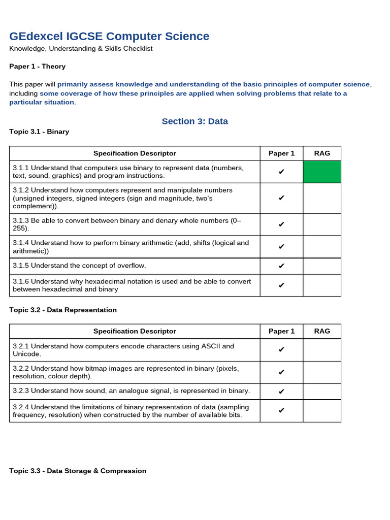Y10 Paper 1 - Revision Checklist | PDF | Computer Network | Computer Data Storage