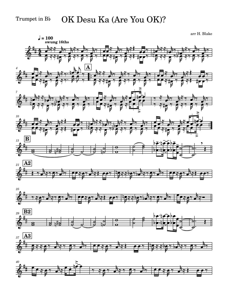 OK Desu Ka (Are You OK) - Trumpet - in - BB | PDF
