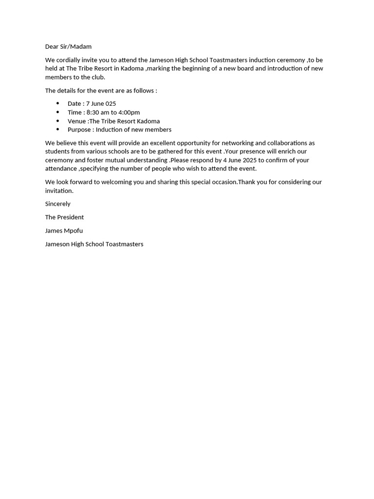 Induction Invitation | PDF