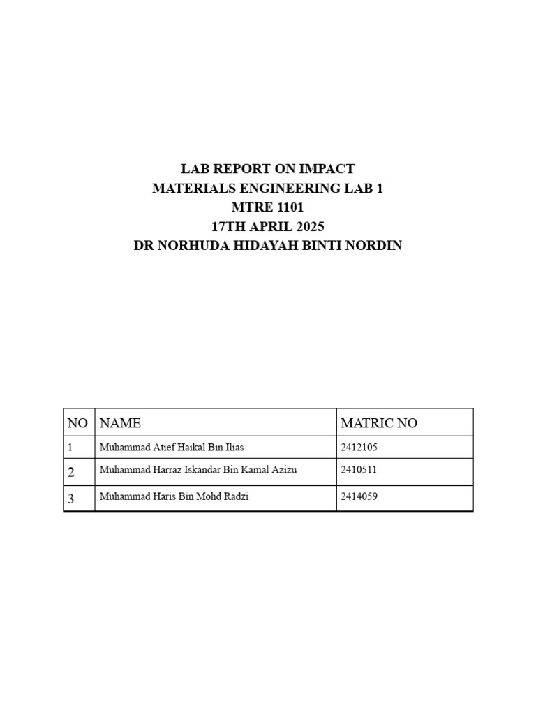 Charpy Impact Test Analysis Report | PDF | Ductility | Fracture
