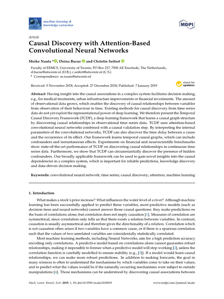 Causal Discovery With Attention-Based Convolutional Neural Networks | PDF | Causality | Deep ...