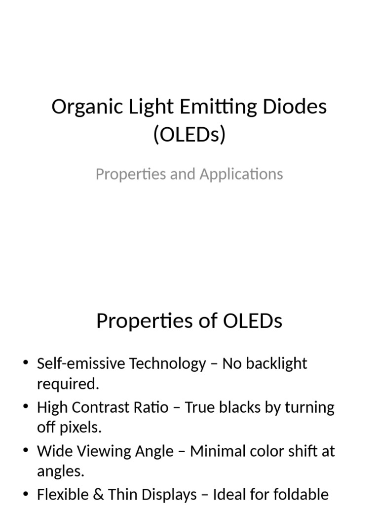 OLED Properties and Applications | PDF