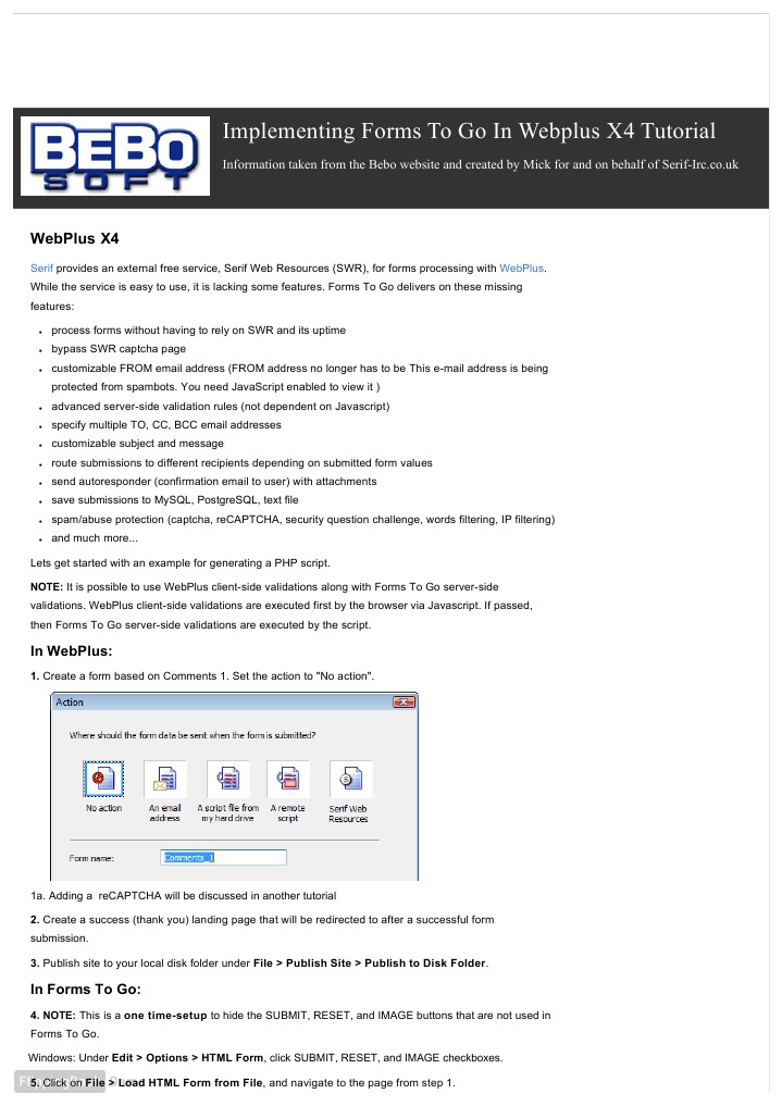 Implementing Forms To Go in Webplus X4 Tutorial | PDF | Online Services | Web Development